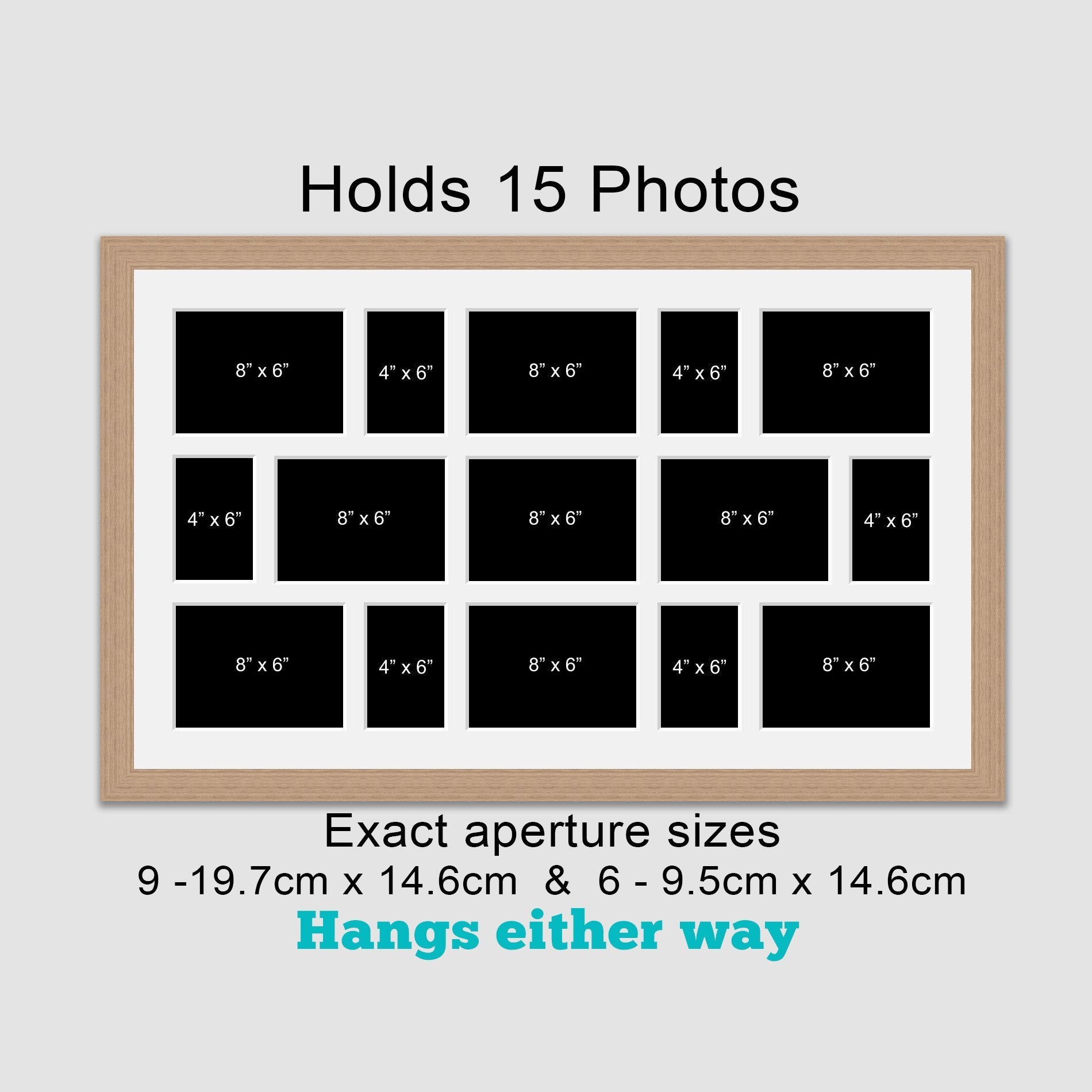 Large Multi Photo Picture Frame |15 photos in an Oak Veneer Frame ...