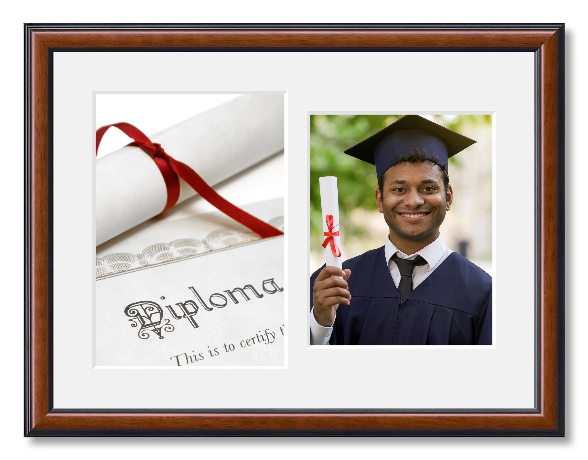 Graduation Photo Frame in a Mahogany Stain Wood – Multi Photo Frames