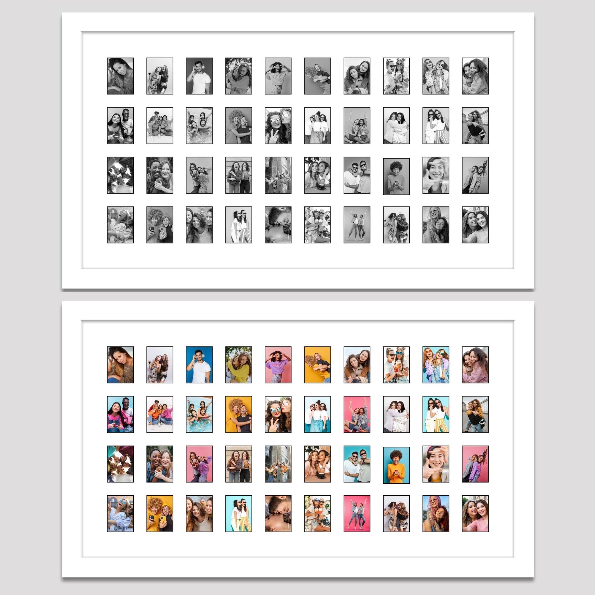 Instax Photo Frame for 40 Mini Instax Photos - White Frame - White Mou ...