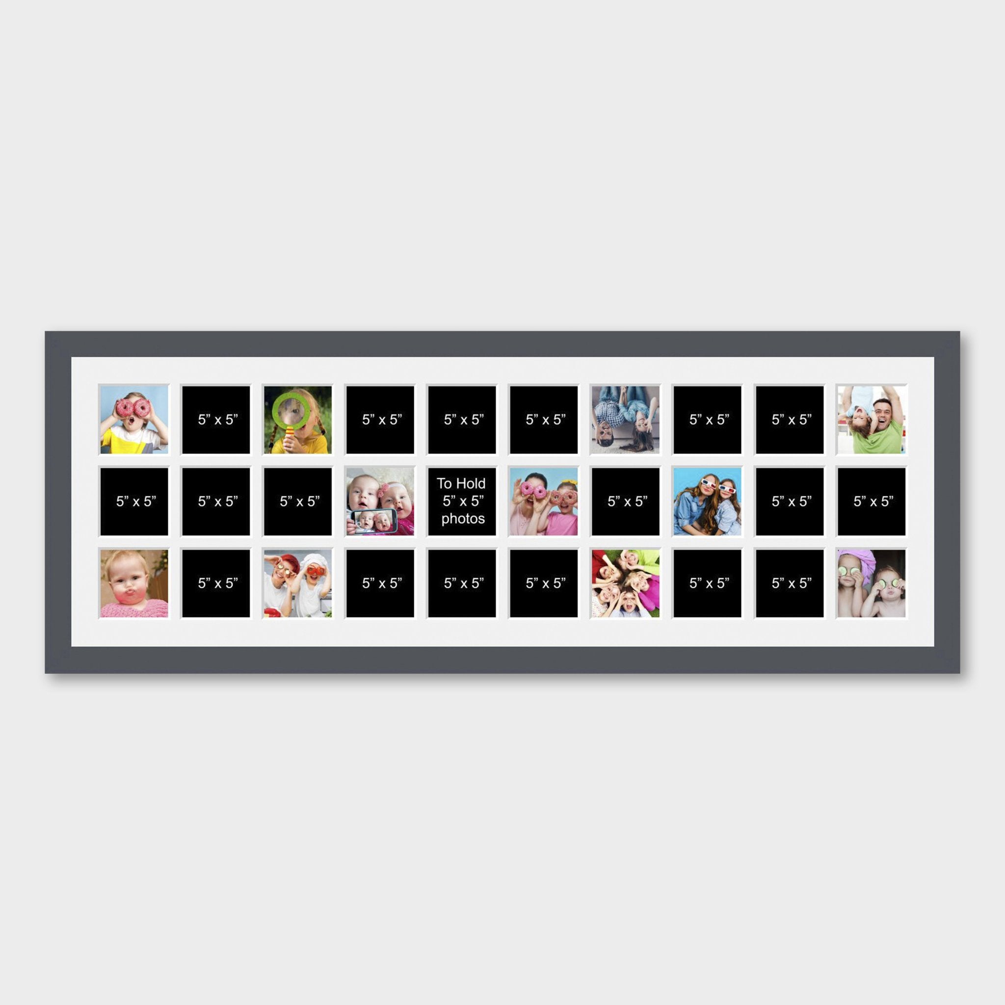 Large Multi Photo Frame to hold 30 5"x5" Photos in a Dark Grey Frame ...