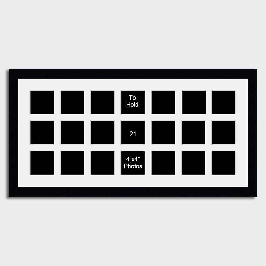 21 Aperture Multi-Photo Frame | To hold 21 4"x4" Photos | Black Frame ...