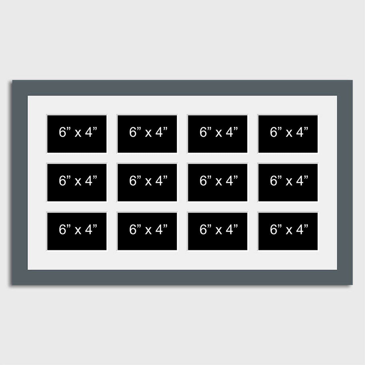 12 Aperture Multi-Photo Frame | Grey Frame for 12 6"x4" Photos – Multi ...