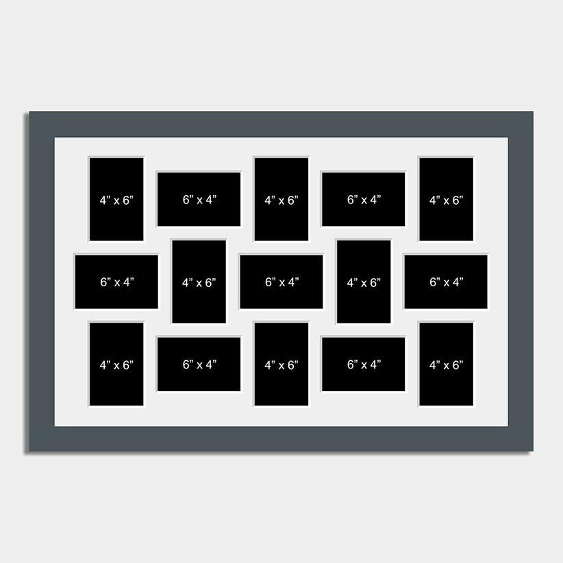 Multi Photo Picture Frame Holds 15 6"x4" Photos in a Grey Frame – Multi ...