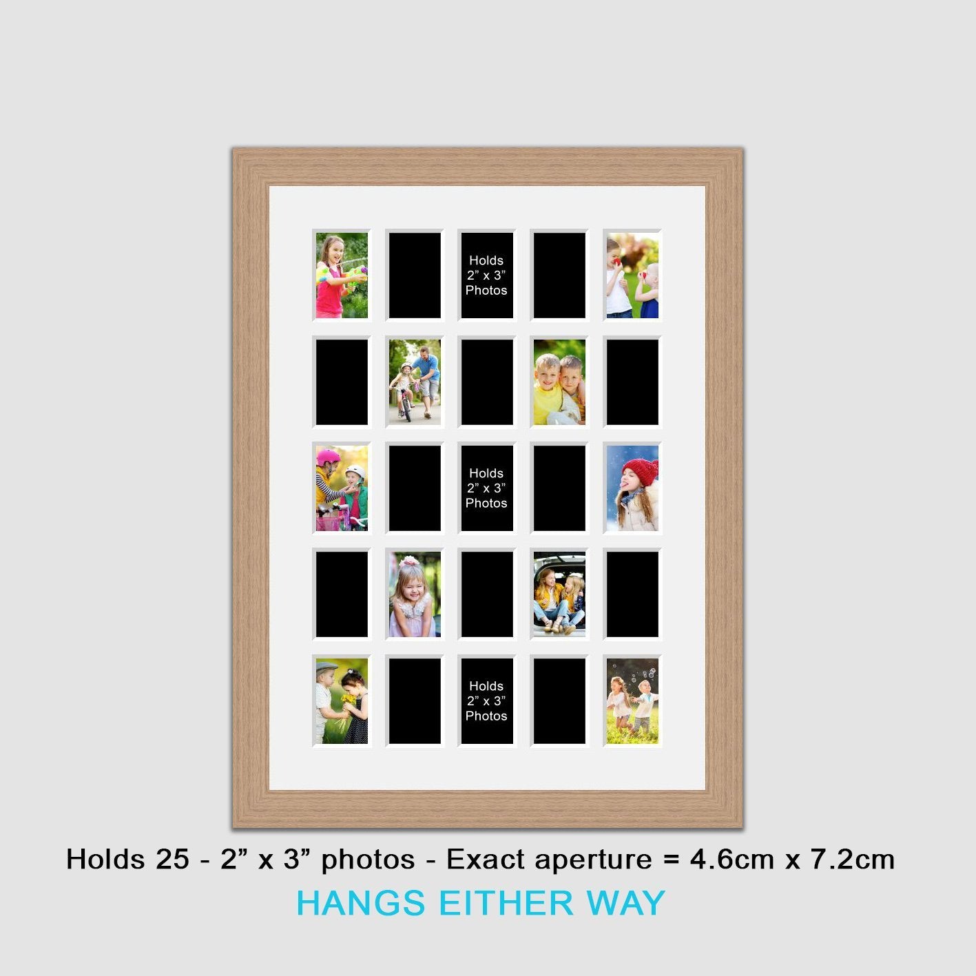 Multi Aperture Frame | 25 mini photos 2"x3" photos | Oak Frame – Multi ...