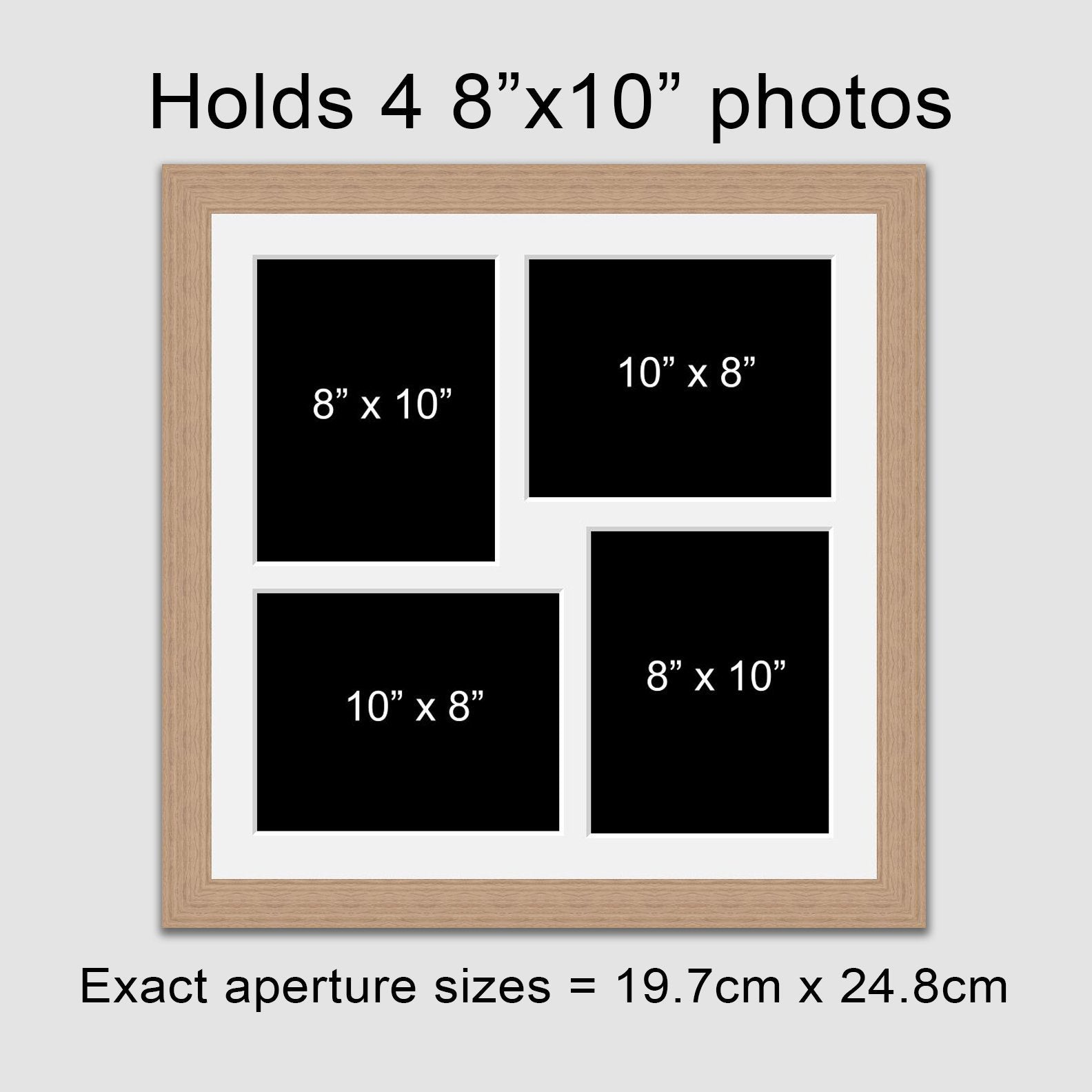 Multi Photo Frame Holds 4 8" x 10" Photos in an Oak Veneer Frame ...