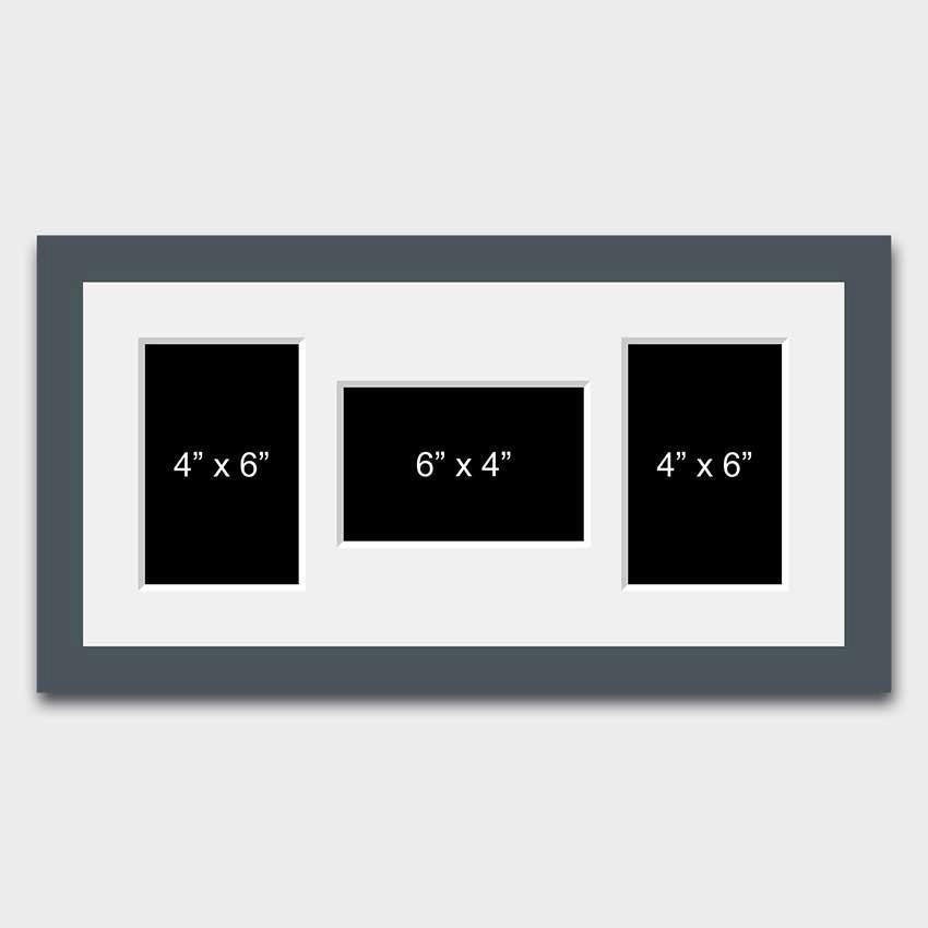 Multi Photo Frame to hold 3 4" x 6" Mixed Photos in a grey frame ...