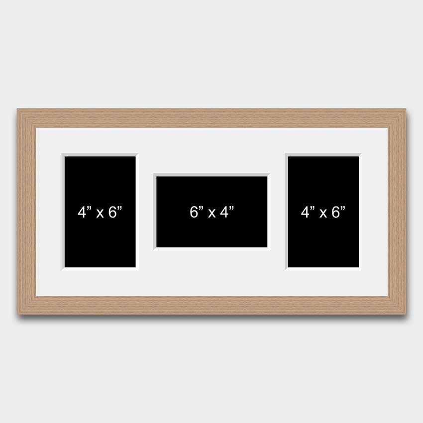 Multi Aperture Photo Frame | 3 - 4" x 6" Photos | Oak Frame – Multi ...