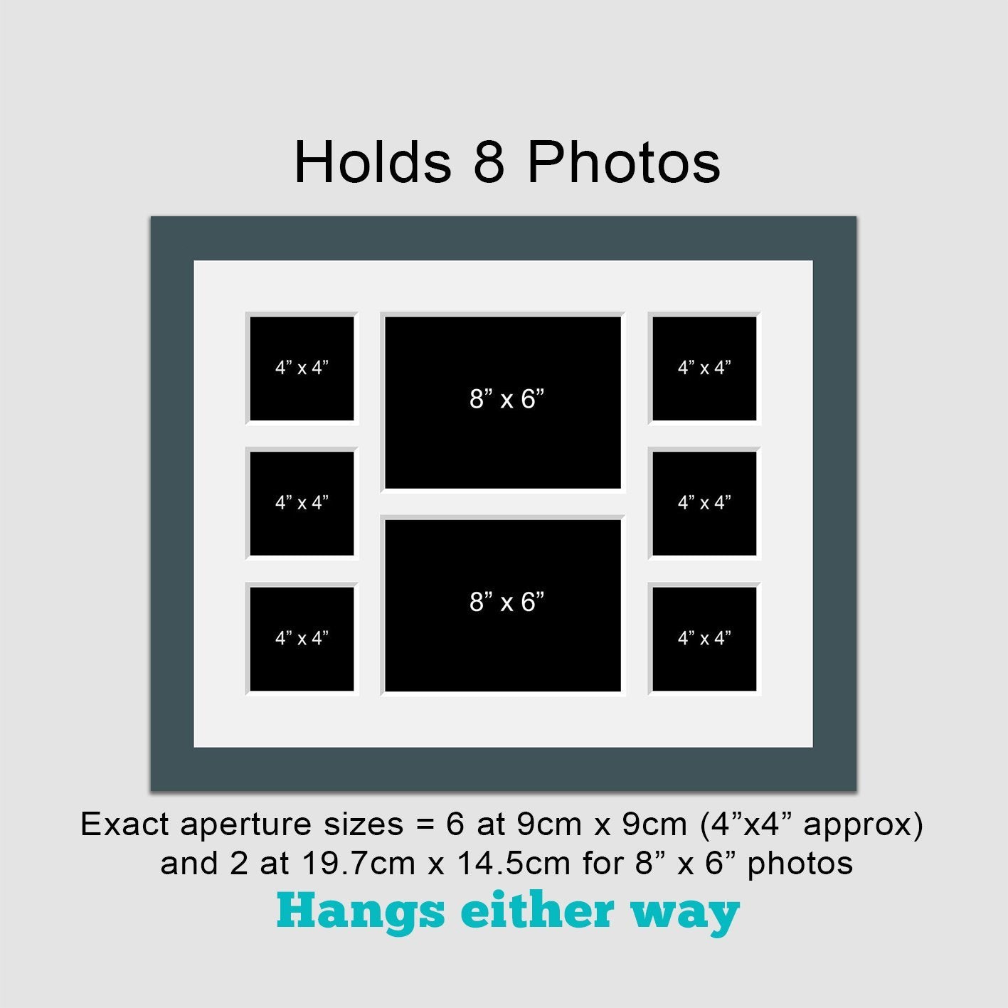 Multi Photo Frame | 8 Apertures | 6 4"x4" and 2 8"x6" Photos – Multi ...