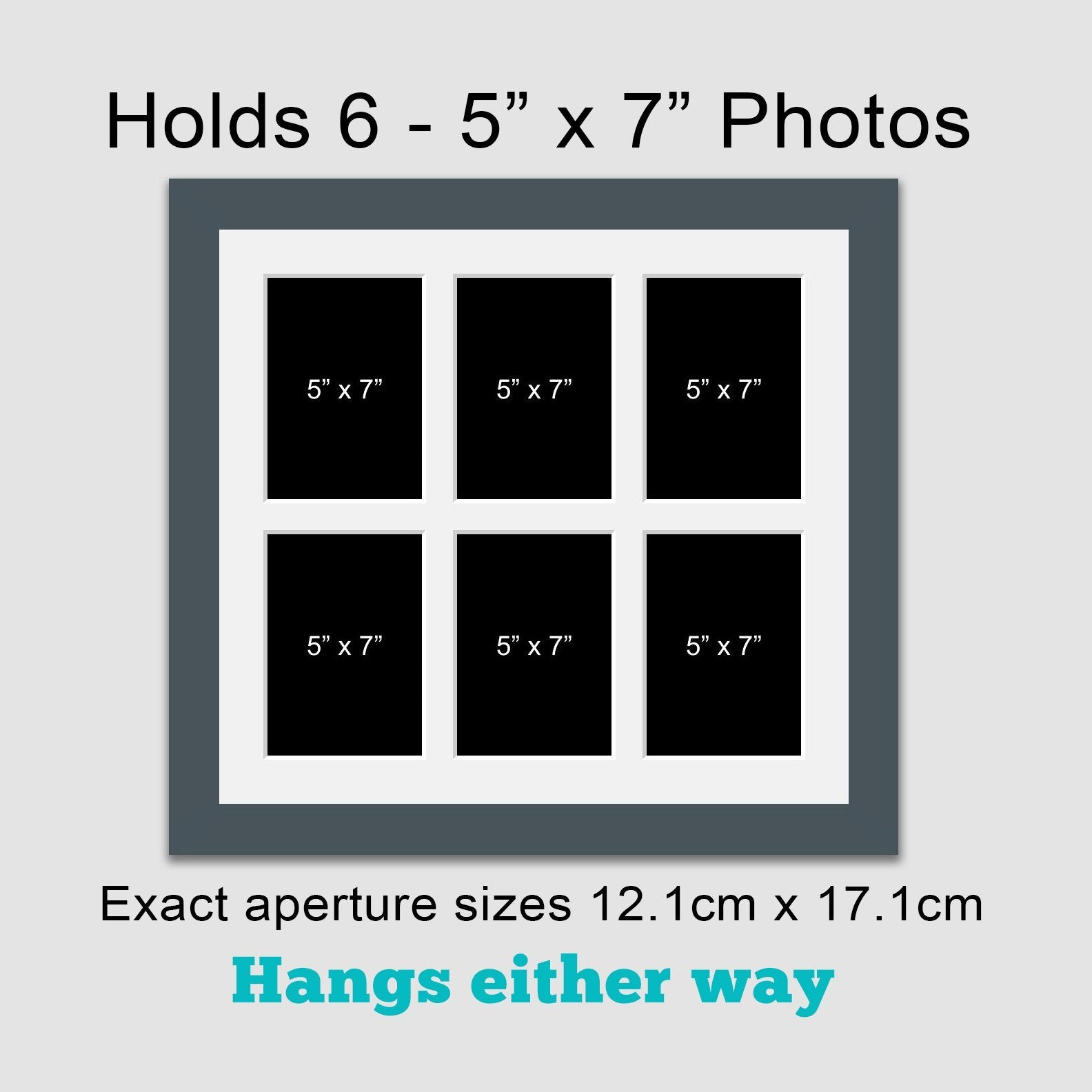 Multi Photo Picture Frame Holds 6 5" x 7" Photos in a Grey Frame ...