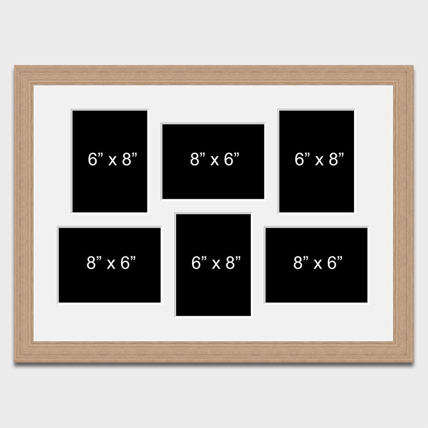 Multi Photo Frame | 6 - 8"x6" Photos in an Oak Veneer Frame – Multi ...