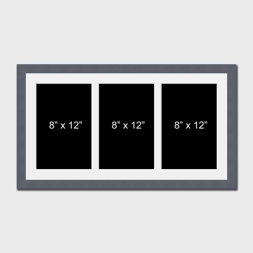 Multi Photo Picture Frame to Hold 3 8"x12" photos in a Grey Frame ...